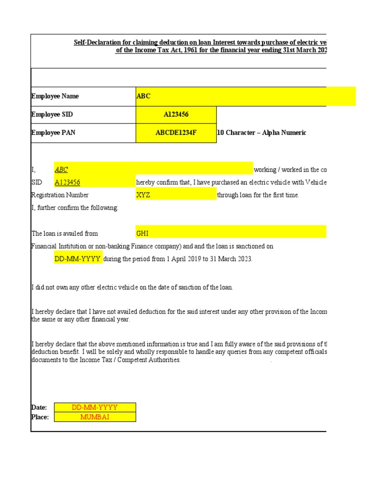 Declaration For 80EEB. | PDF