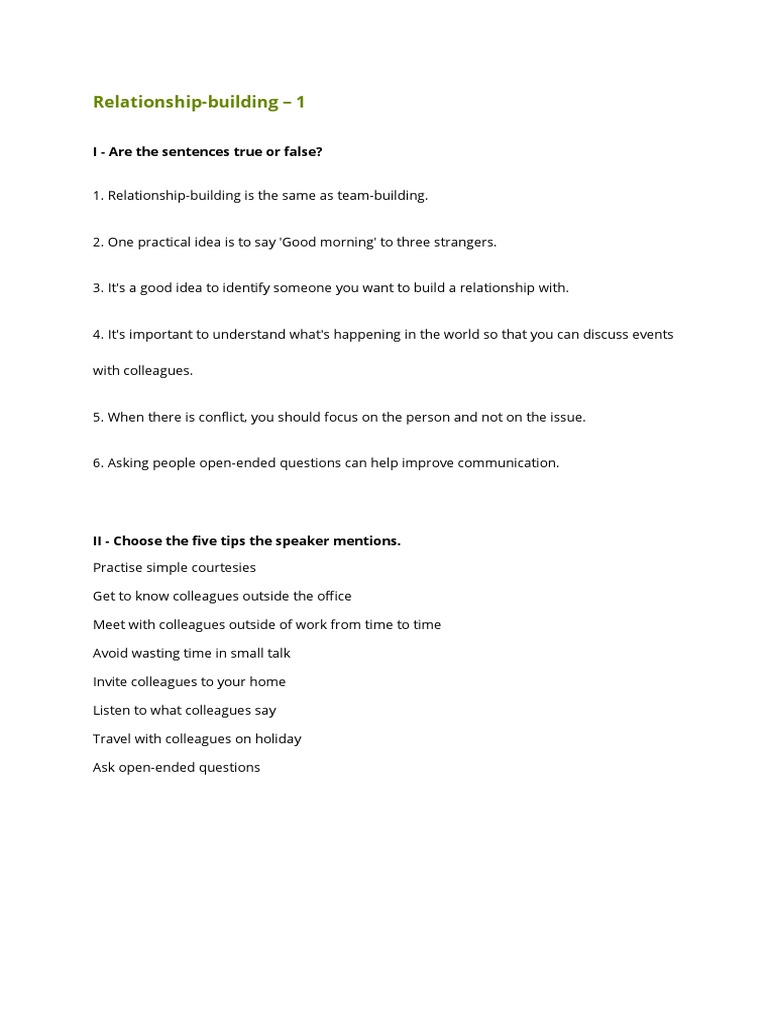 Listening Relationships C1 | PDF