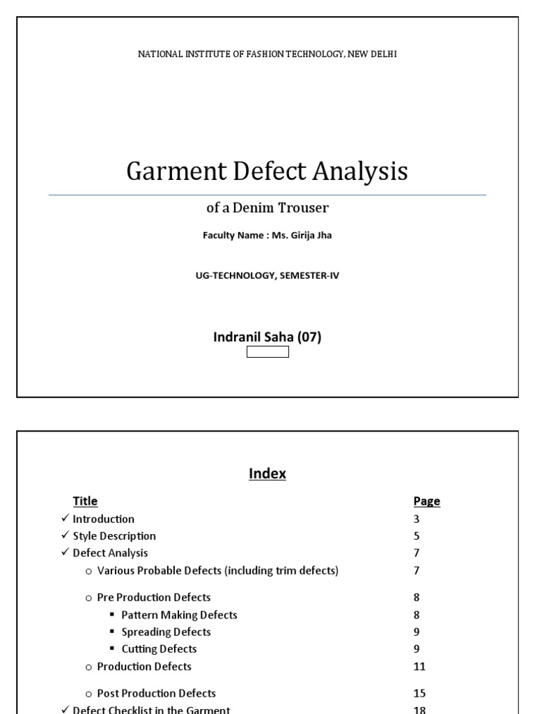 Garment Defect Analysis | PDF | Seam (Sewing) | Sewing Machine