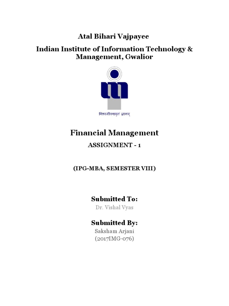 FM Assignment 1 | PDF | Dividend | Investor