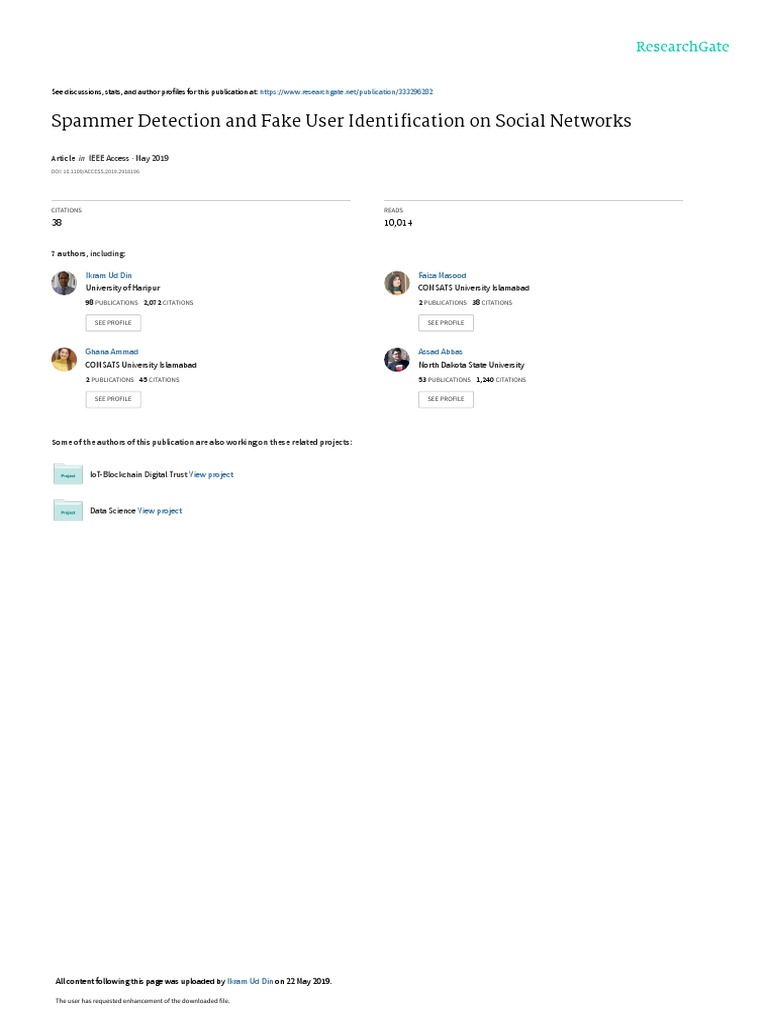 Spammer Detection And Fake User Identification On Social Networks