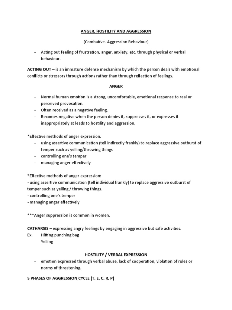 Anger, Hostility & Aggression | PDF | Psychology | Anger