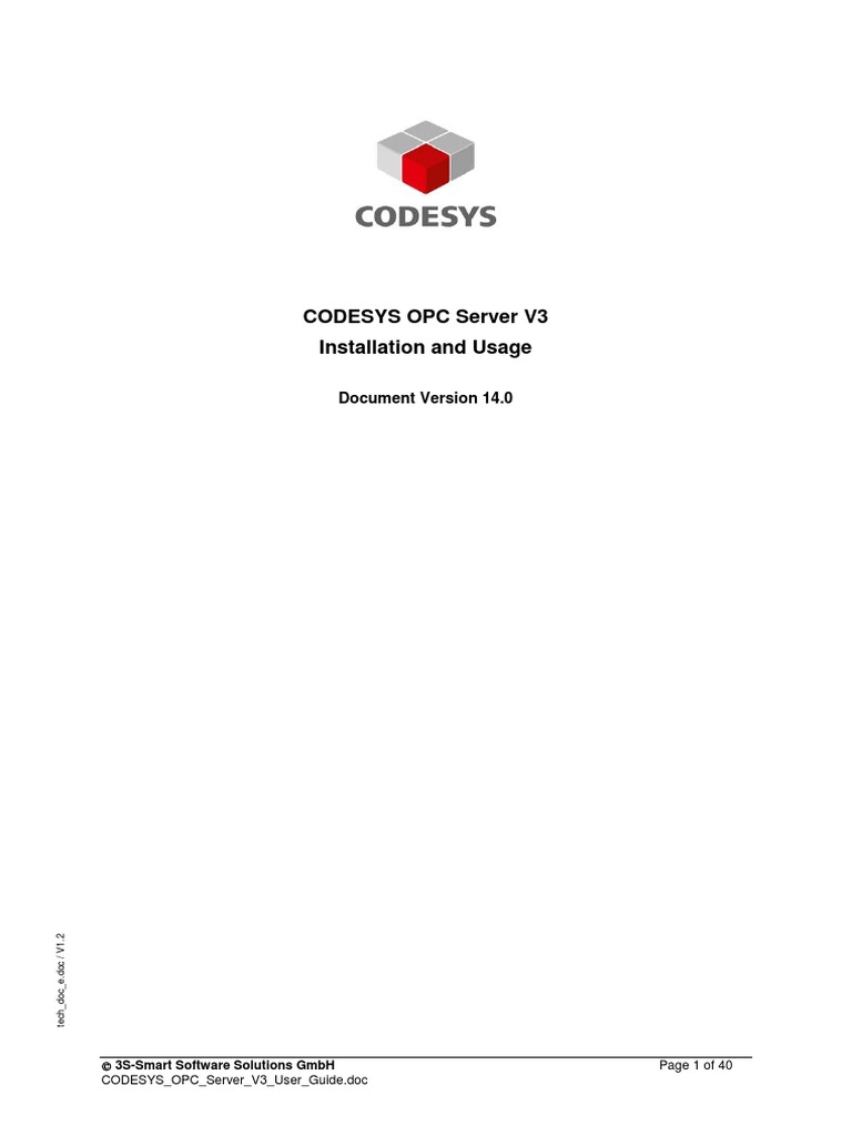 Codesys Opc Server V3 Installation And Usage Document Version 140 Pdf Programmable Logic 