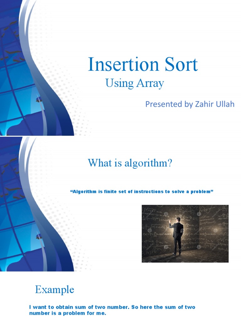 Insertion Sort Presentation | PDF | Algorithms And Data Structures ...