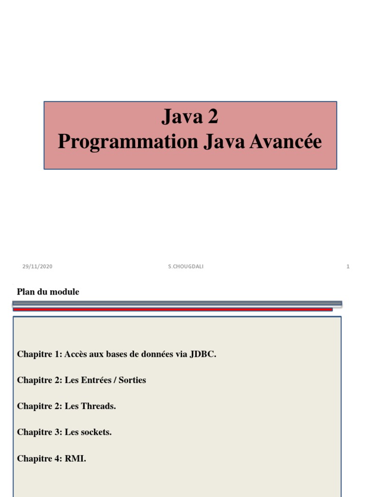 CHOUGDALI JavaAvance | PDF | Thread (informatique) | Middleware