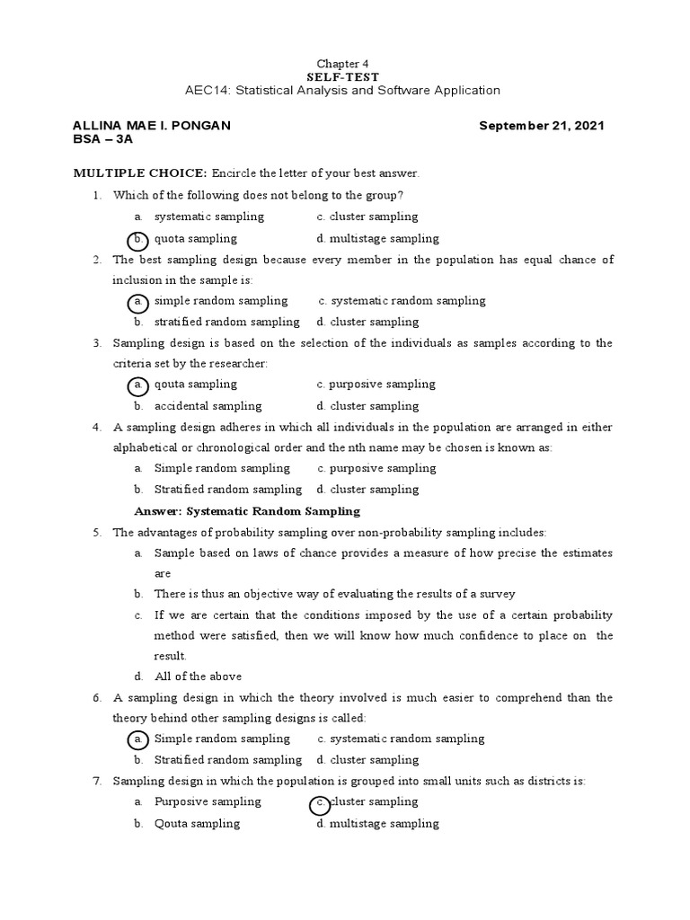 Bus Stat Chapter 4 | PDF | Sampling (Statistics) | Probability And Statistics