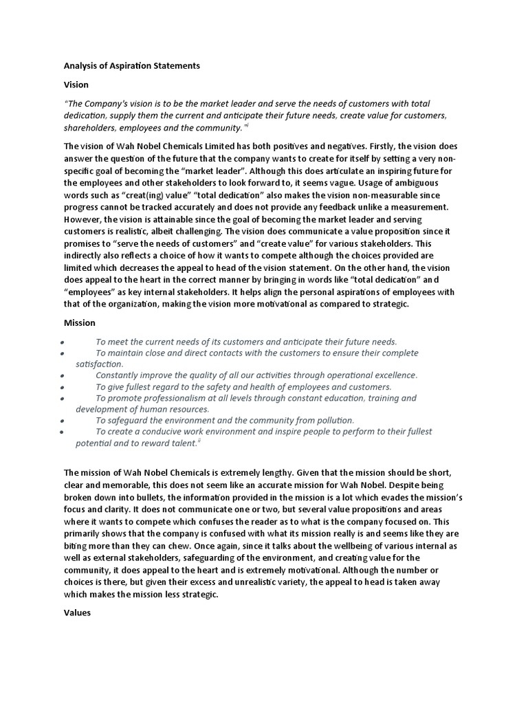 Analysis of Aspiration Statements | PDF | Goal | Economies