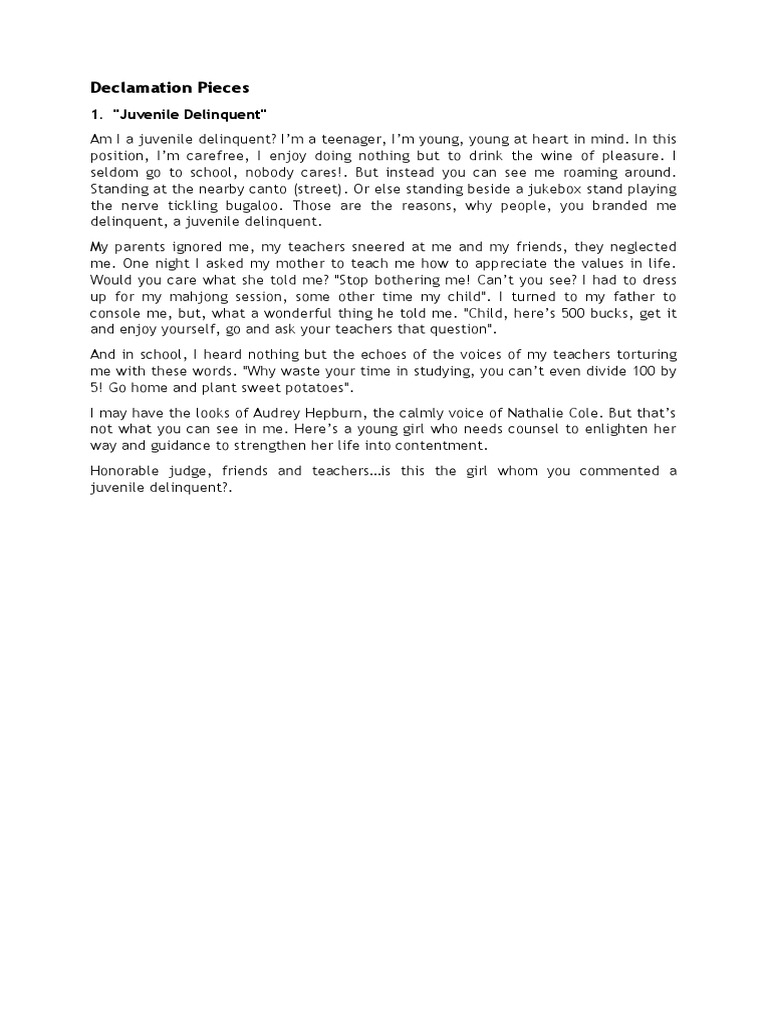 Declamation Pieces | PDF | Transmission (Medicine)