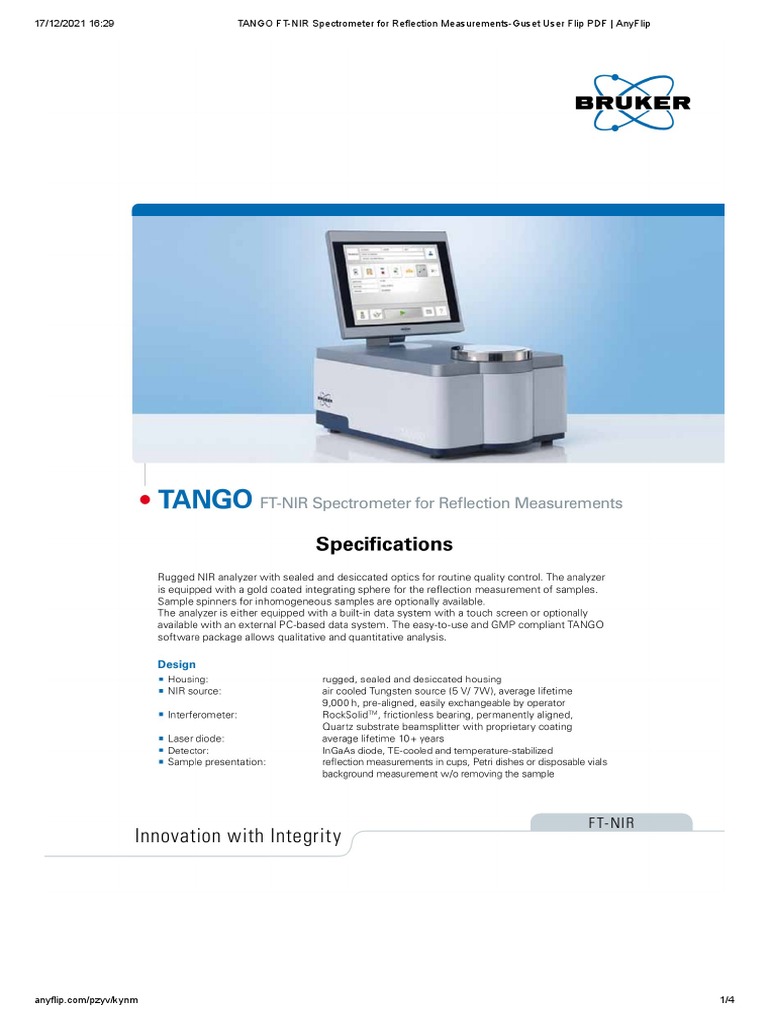 TANGO FT-NIR Spectrometer For Reflection Measurements-Guset User Flip PDF - AnyFlip | PDF ...