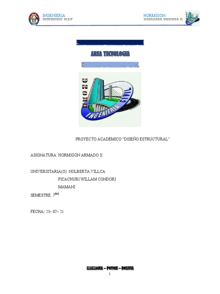 Proyecto Final Hormigon 2 | PDF | Hormigón | Diseño