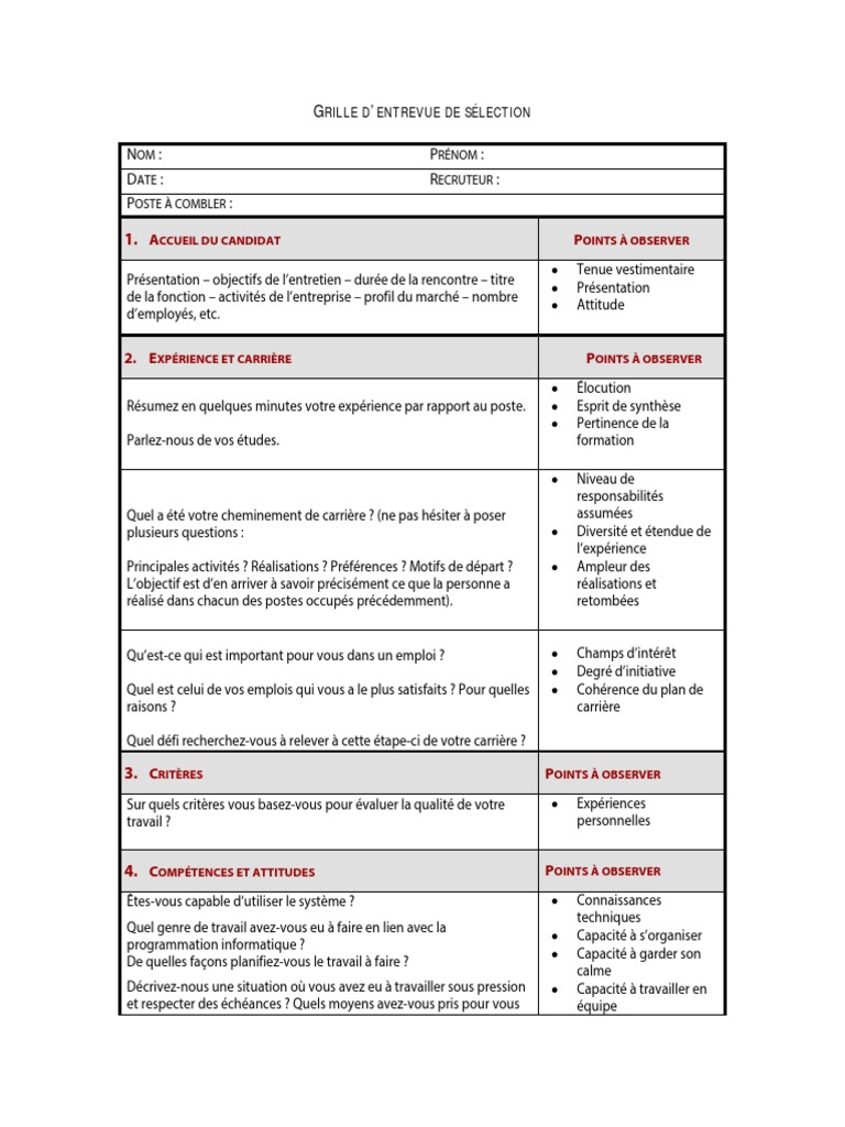 00 ORH Grille-Entrevue-Selection | PDF