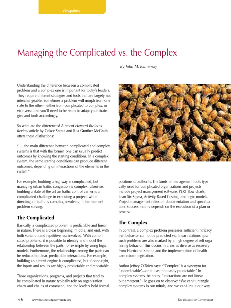 Managing The Complicated vs. The Complex - by JohnKamensky | Download ...