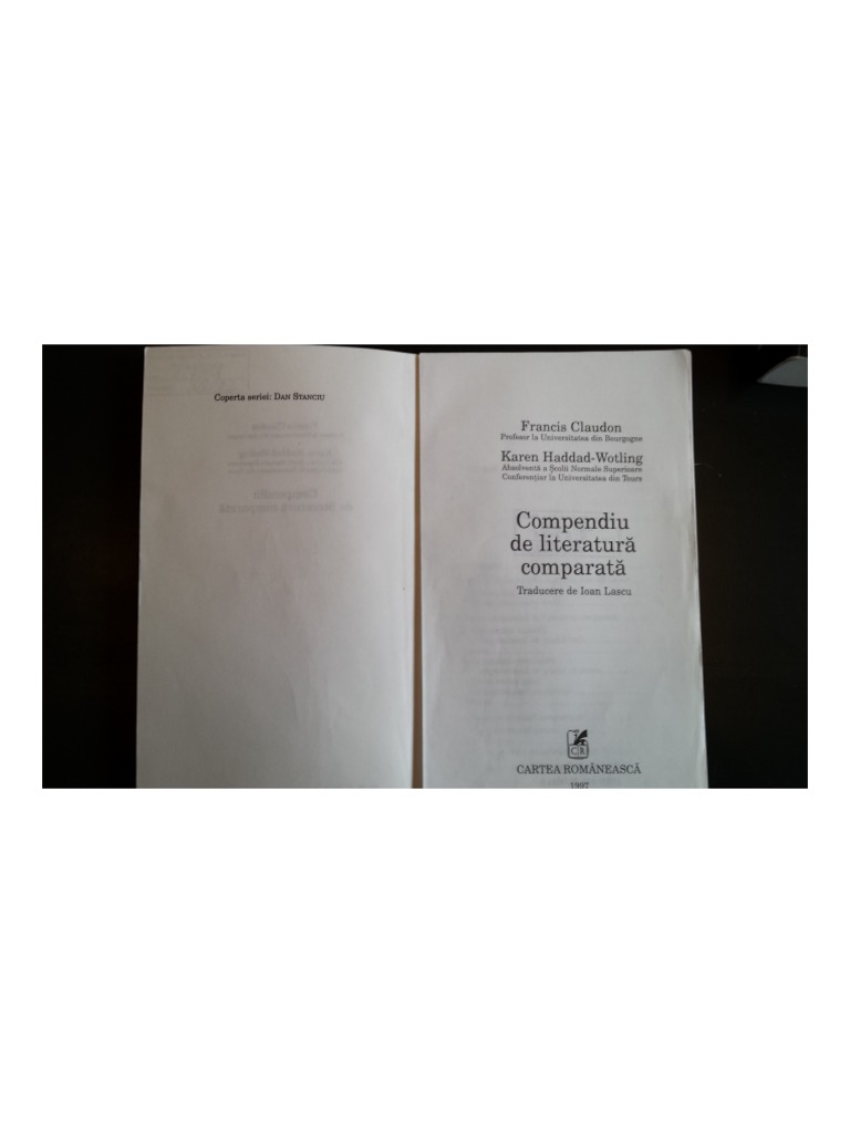 Francis Claudon-Karen Haddad-Wotling, Compendiu de Literatura Comparata ...