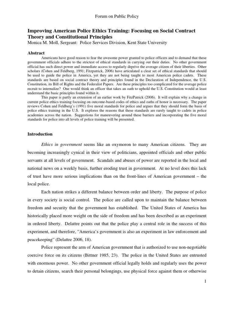 Improving American Police Ethics Training - Focusing On Social Contact ...