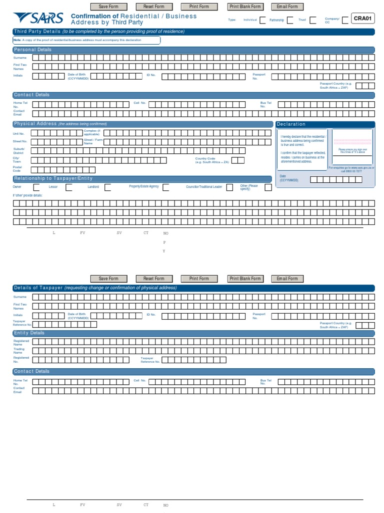CRA01 Confirmation of Residential or Business Address For Online ...