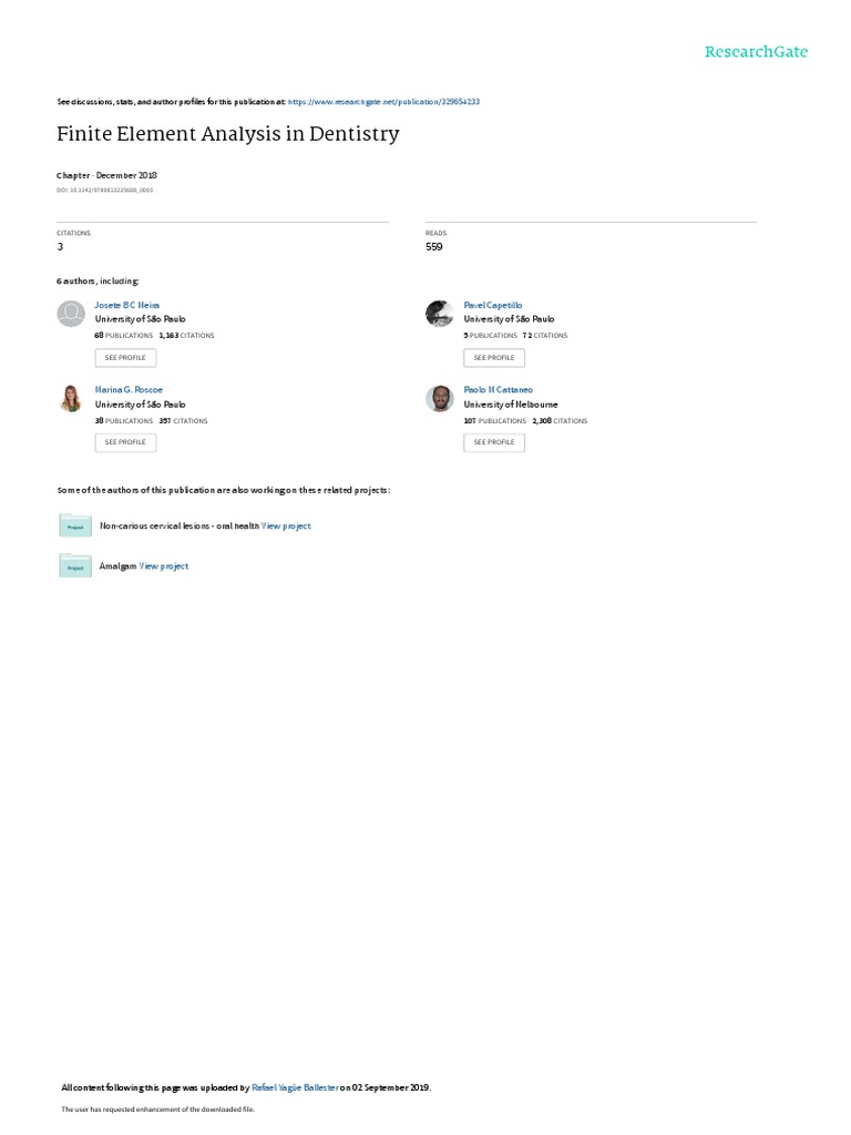 Finite Element Analysis in Dentistry: December 2018 | PDF | Plasticity ...