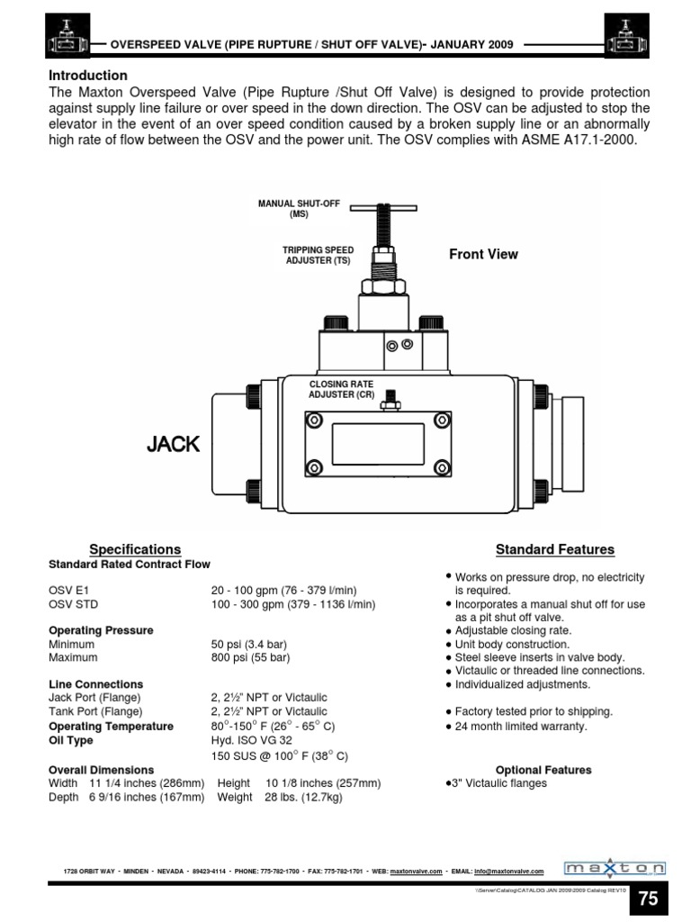 Overspeed Valve (Pipe Rupture / Shut Off Valve) JANUARY 2009 | PDF ...