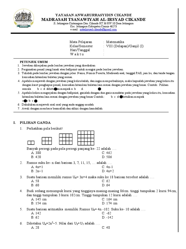 Soal Pas Mat Kls 8 2021 2022 Pdf