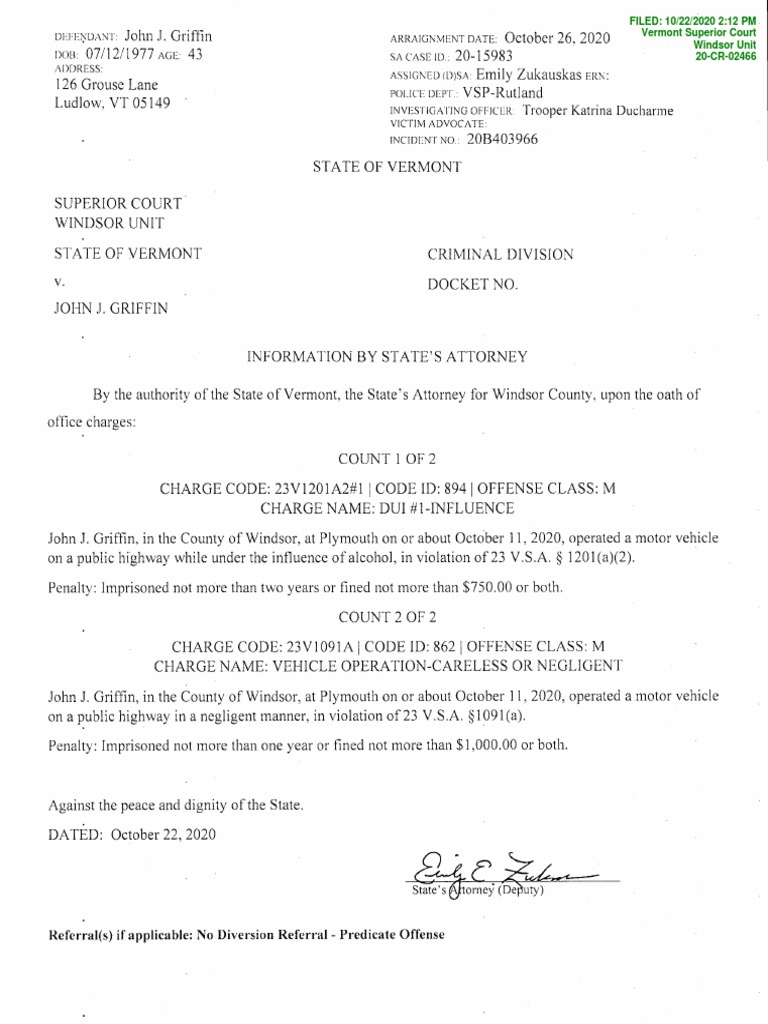 Vermont DUI Case Details | PDF | Driving Under The Influence | Common Law