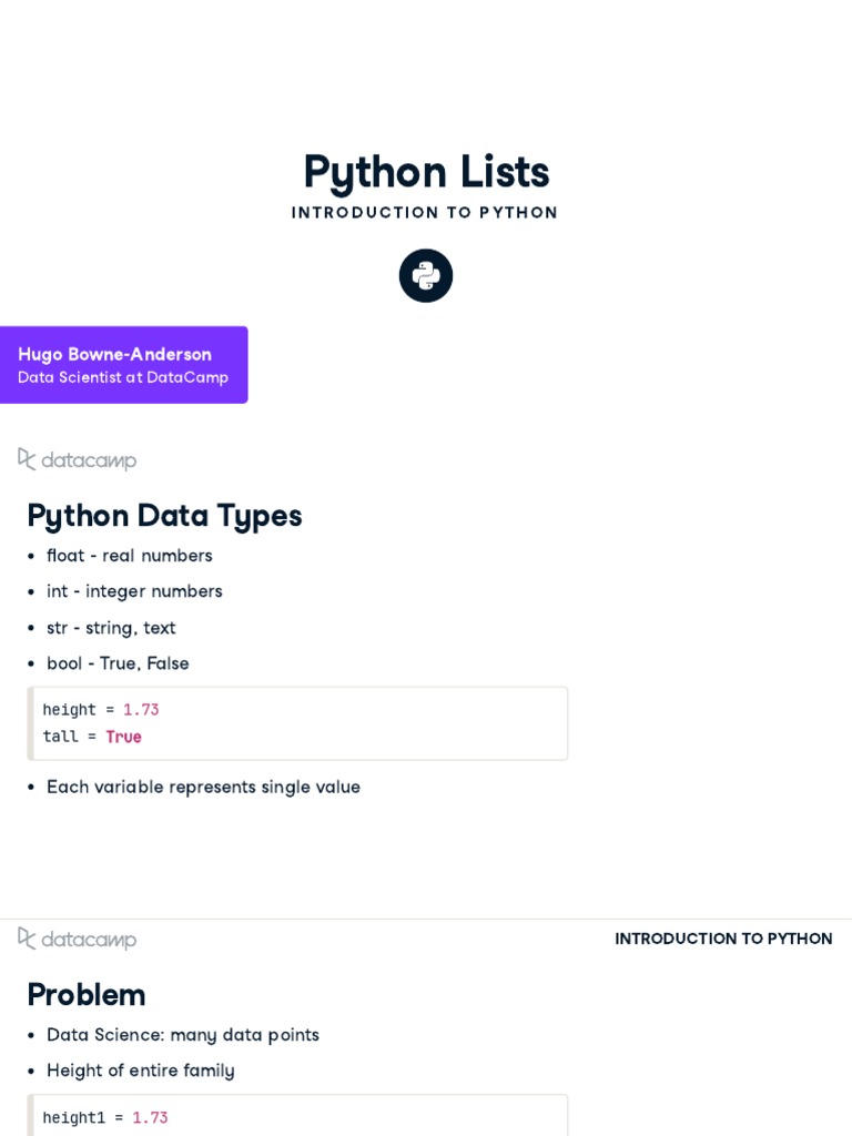 Python Lists: Hugo Bowne-Anderson | PDF | Computer Programming | Programming Paradigms