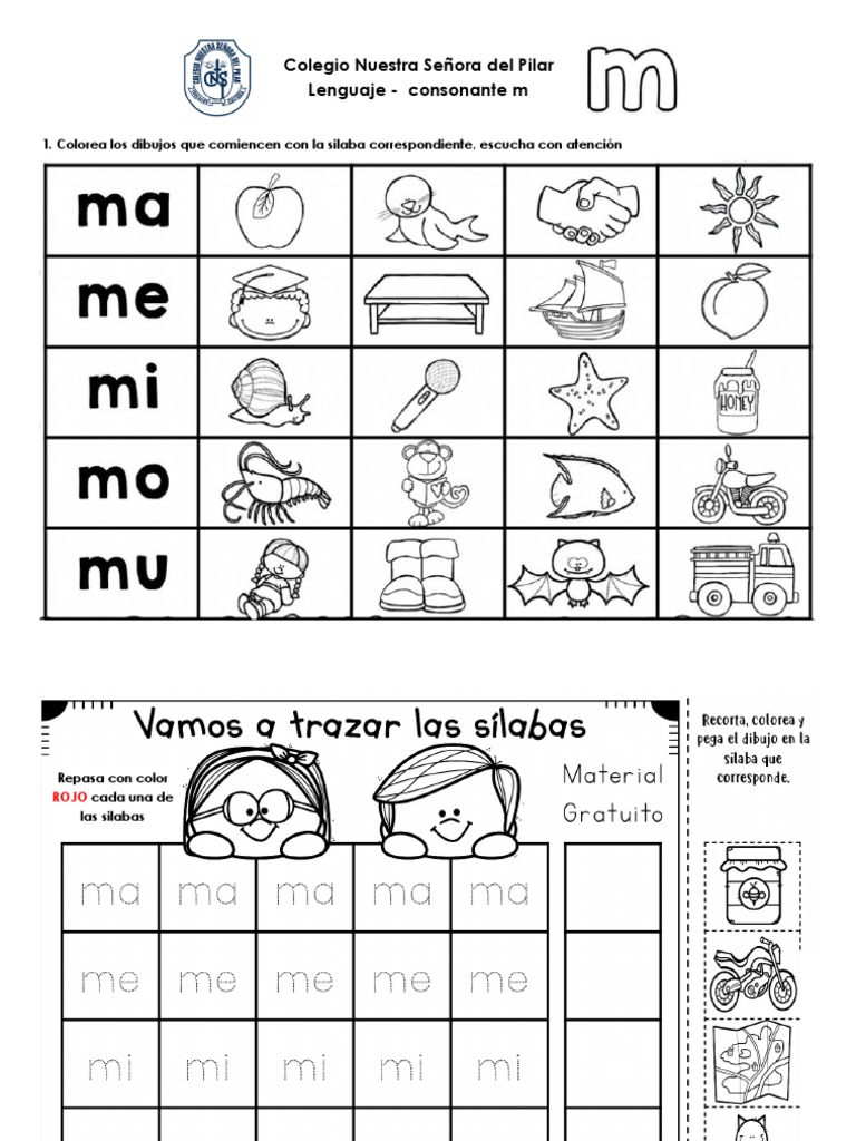 Actividades con la sílaba M | PDF | Artes del Lenguaje y Comunicación