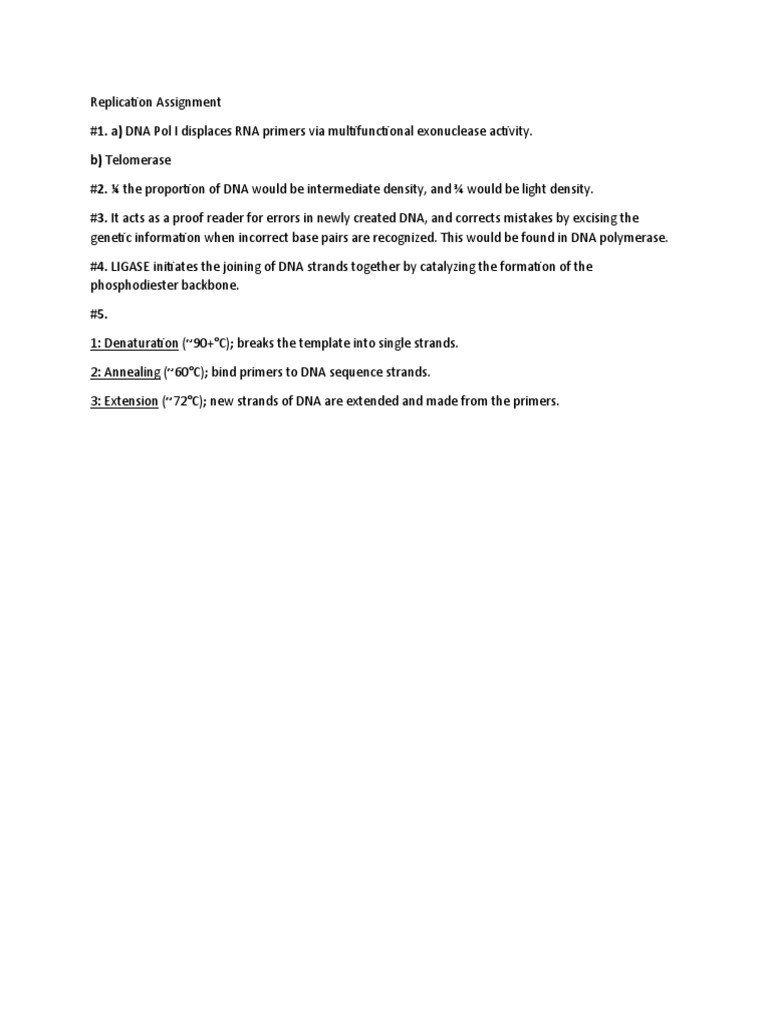 Dna Replication Assignment | PDF
