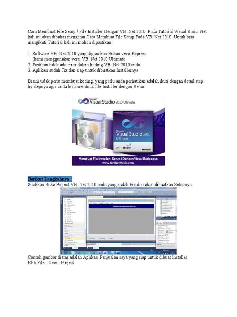 Membuat File Installer untuk Aplikasi VB.NET dengan Visual Studio | PDF
