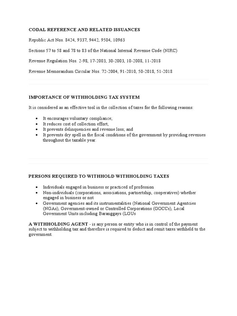 Codal Reference and Related Issuances | PDF | Taxes | Income Tax In The ...