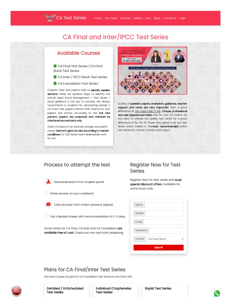 CA Test Series, CA Final Test Series, CA Inter Test Series | PDF | Test ...