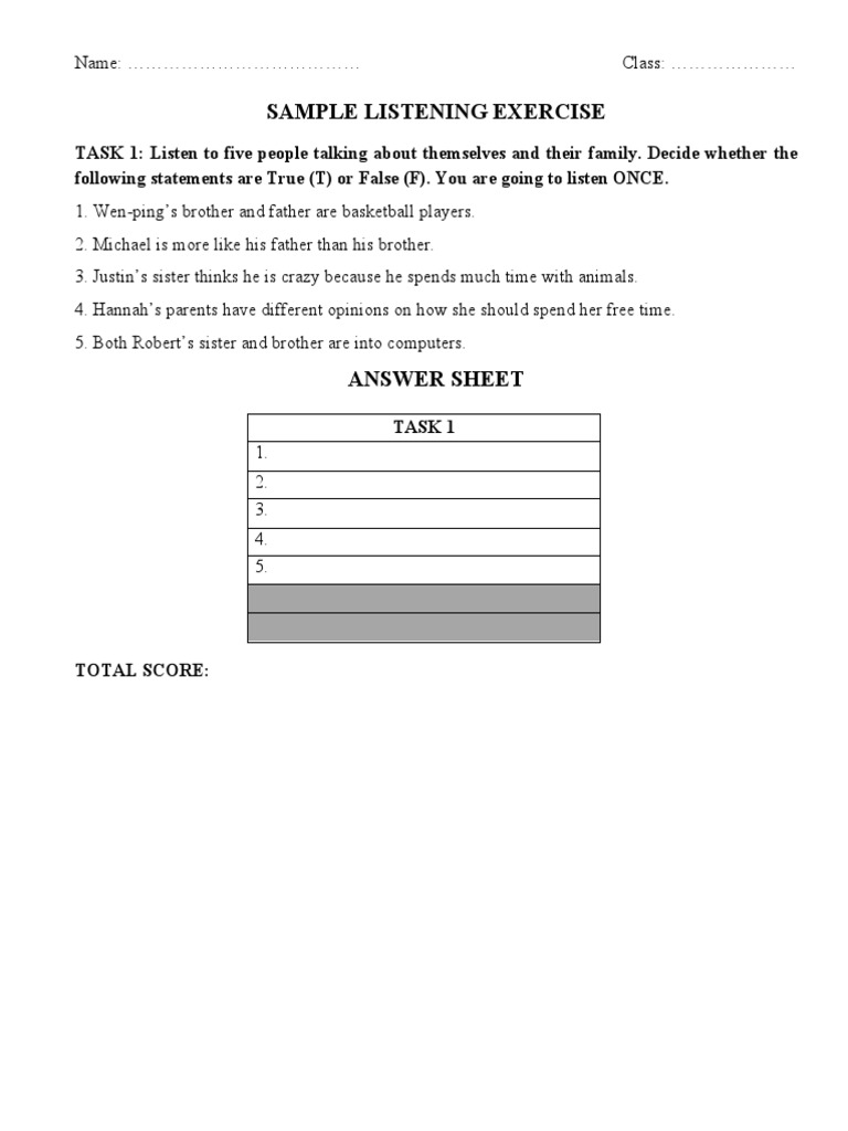 Redesigned Listening Exercise | PDF