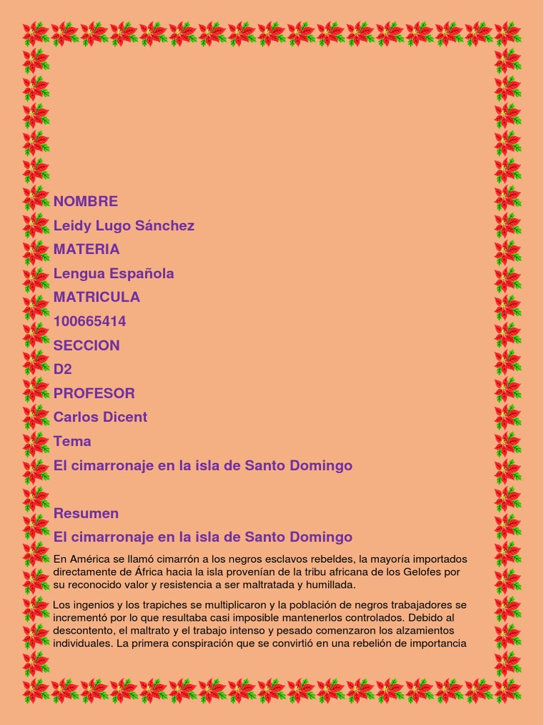 Resumen y Actividades Del Cimarronaje | PDF | Viajes y turismo