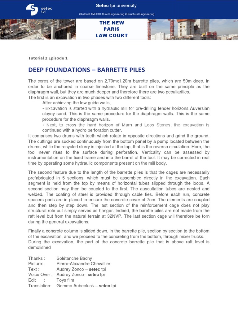 T02E01.deep Foundations Barrette Piles | PDF | Deep Foundation | Concrete