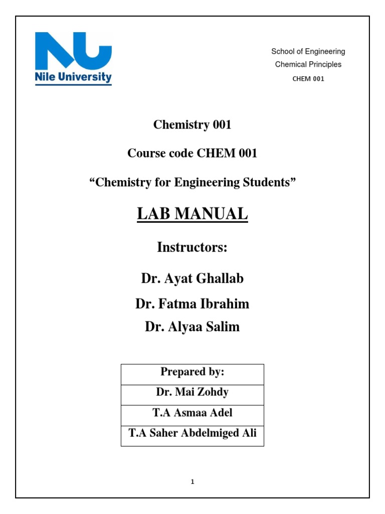 CHEM001 Lab Manual 2020 | PDF | Ph | Chemistry