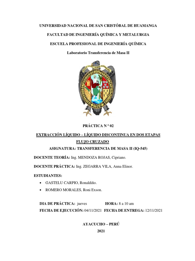 Ronaldiño G. Informe Pract. #02 T. Masa Ii | Descargar gratis PDF | Solubilidad | Destilación