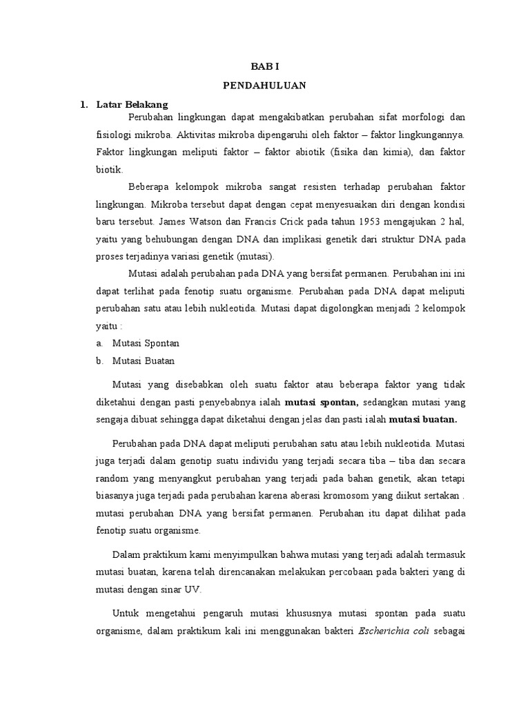 BAB I Mutasi Pada Bakteri | PDF