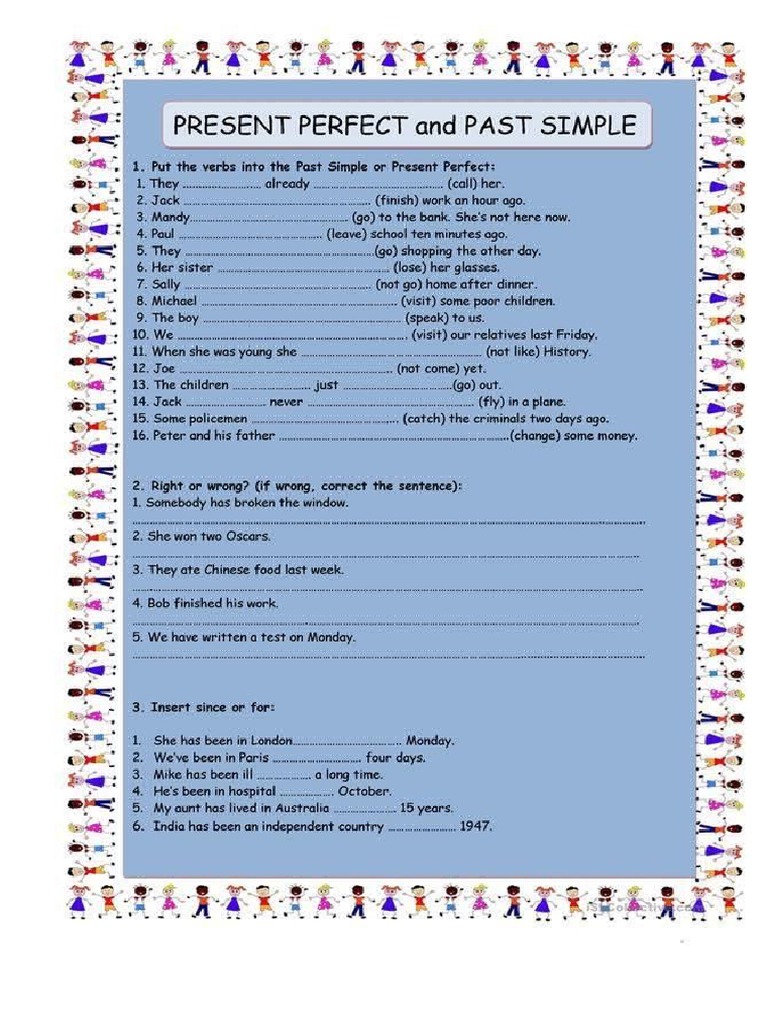 Present Perfect vs Past Simple Worksheet | PDF