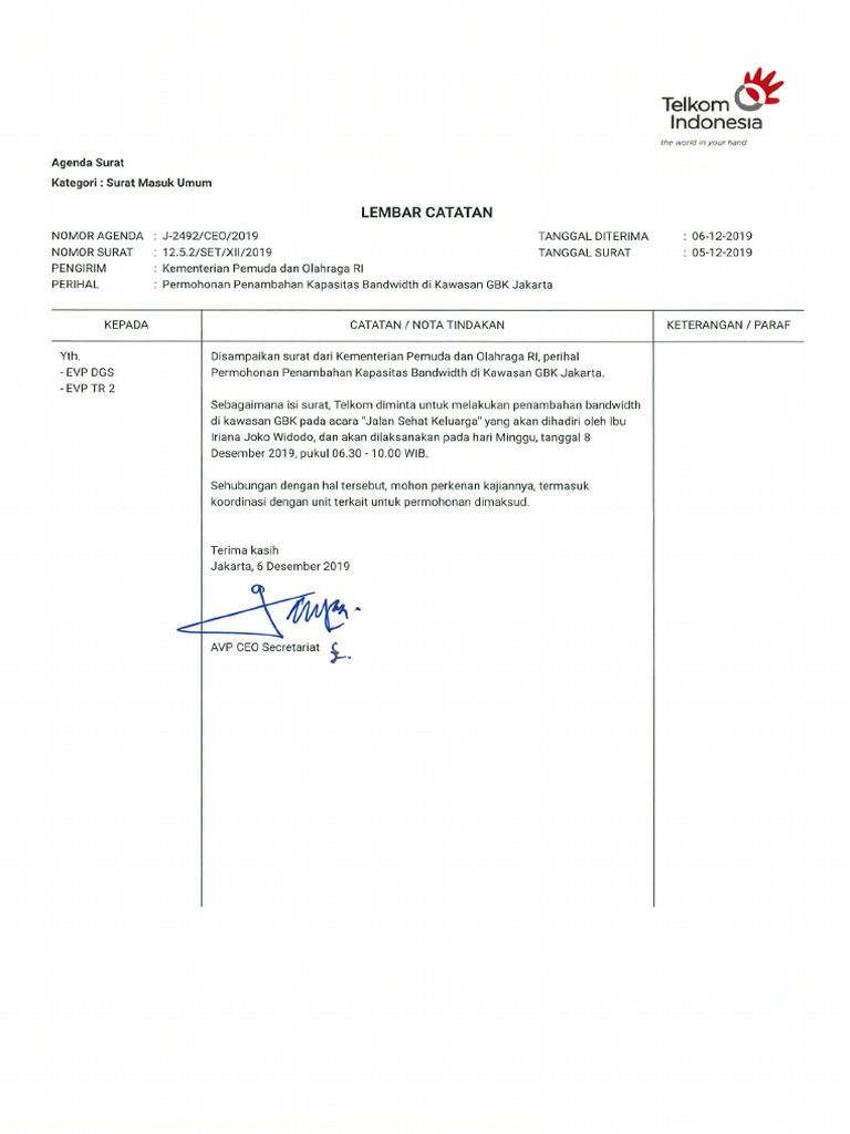 Surat Dukungan Kemenpora Dec 2019 | PDF