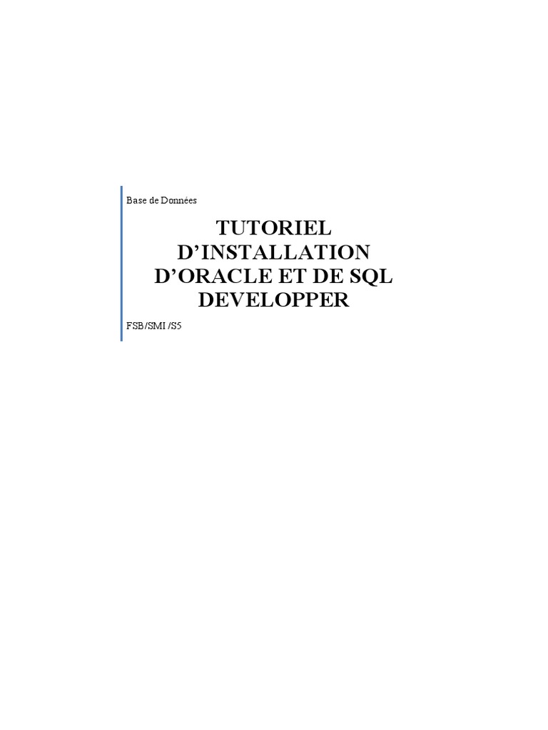 TUTORIEL Database Et Sqldev | PDF | Base de données Oracle | Informatique