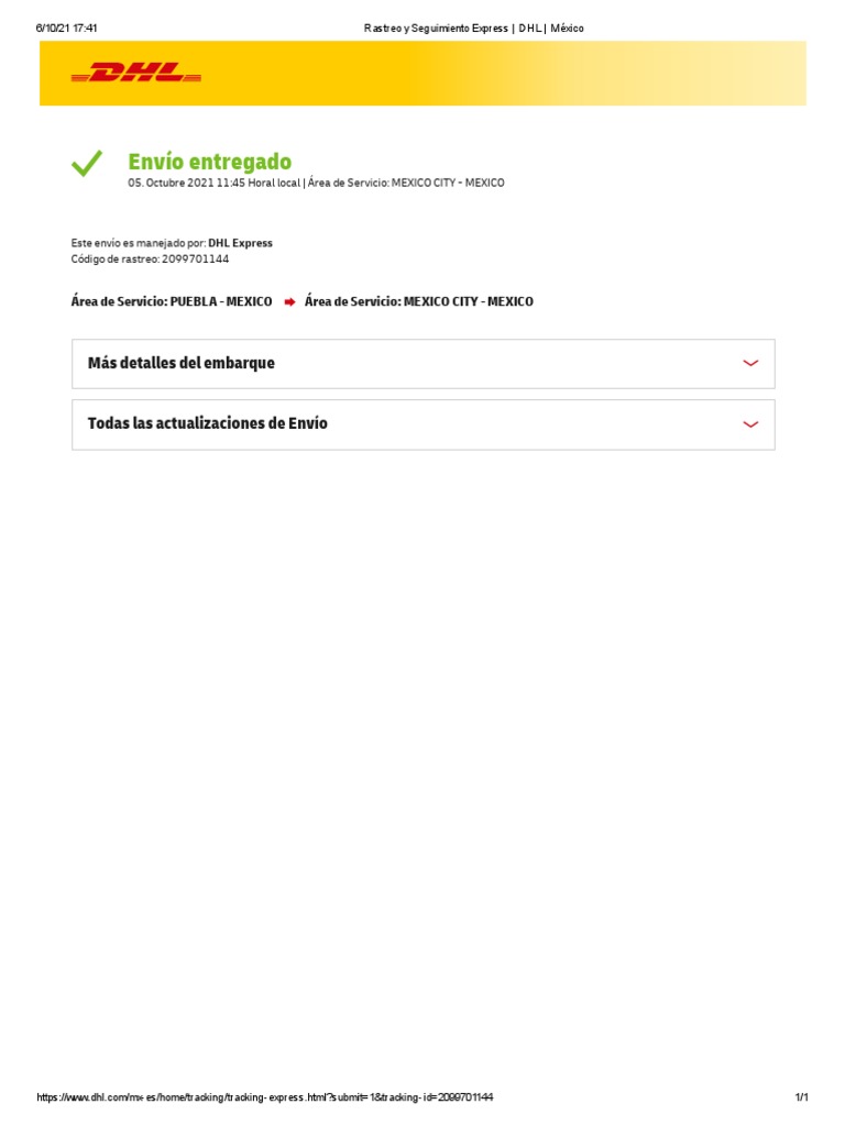 Rastreo y Seguimiento Express - DHL - México | PDF