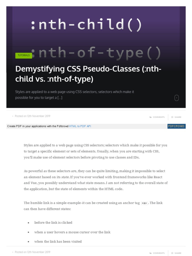 Demystifying CSS Pseudo-Classes (:nth-Child Vs.:nth-Of-Type) | PDF ...