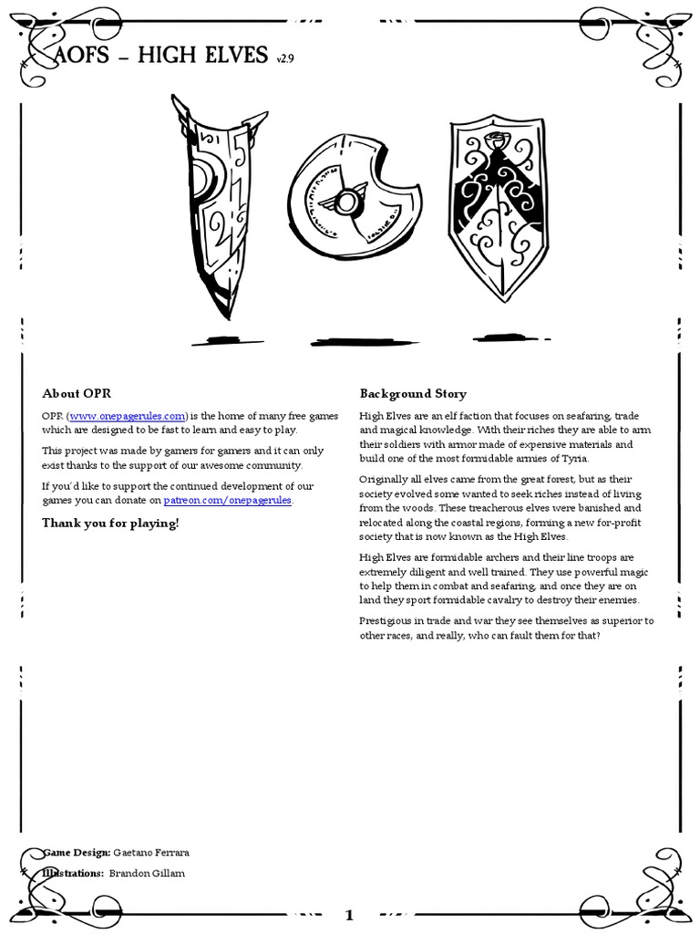A Concise Breakdown of the High Elf Faction for One Page Rules Version ...