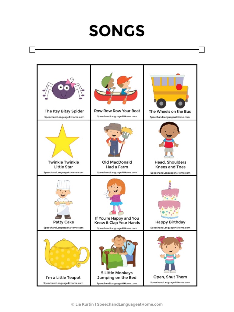 Early Song Printable Cards PDF | PDF