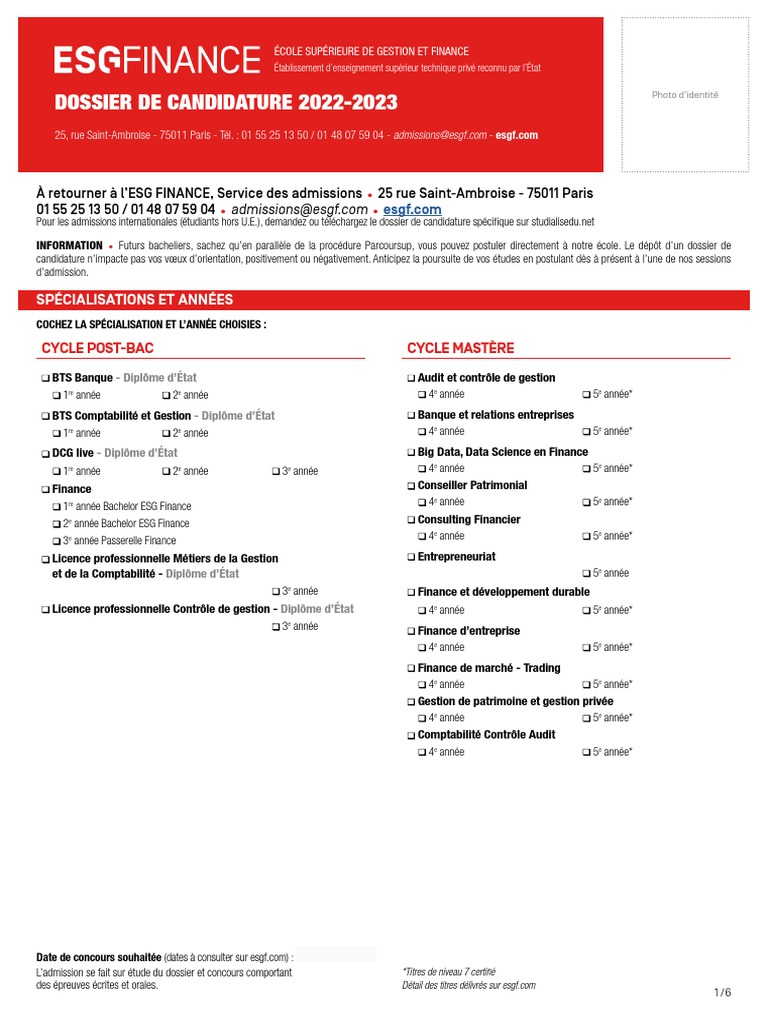 Esgf Dossier Candidature | PDF