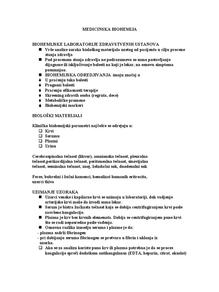 Medicinska Biohemija | PDF