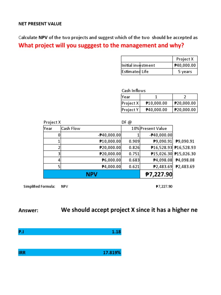Example Prob, NPV, IRR&PI | PDF | Net Present Value | Internal Rate Of ...