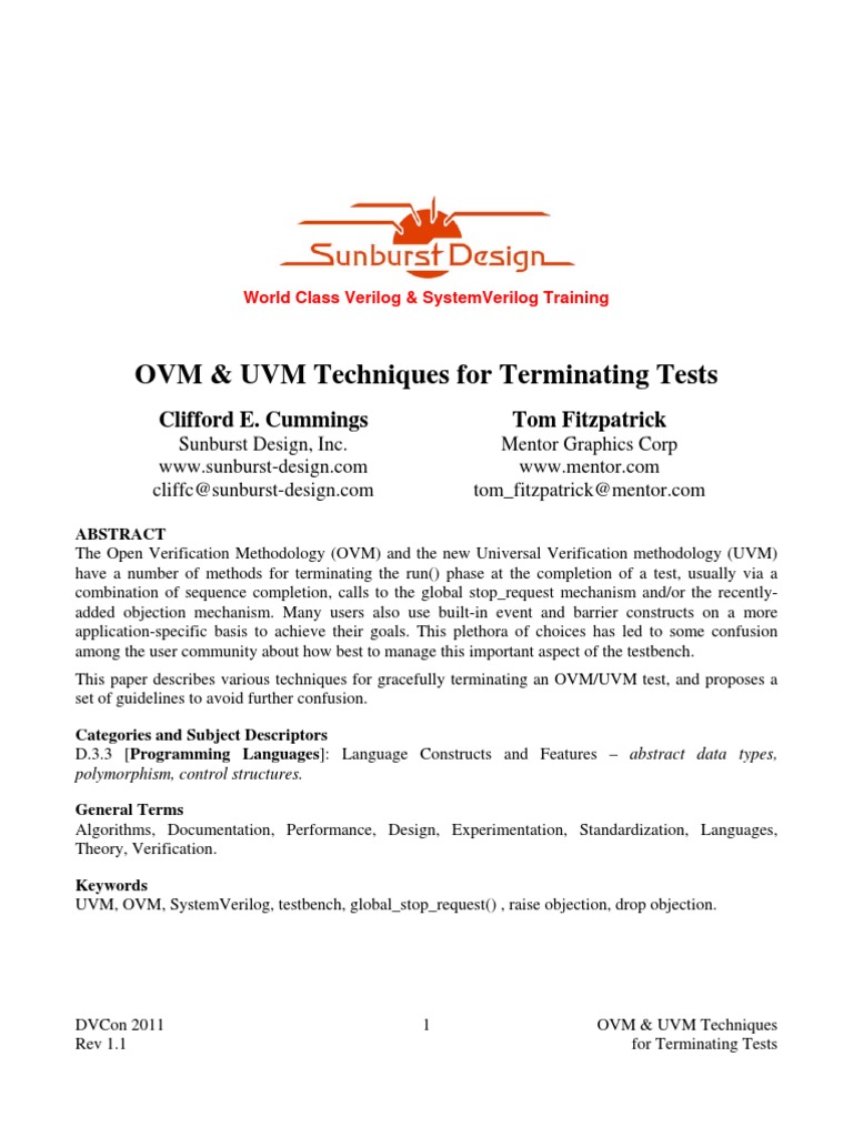 CummingsDVCon2011 UVM TerminationTechniques | PDF | Class (Computer Programming) | Constructor ...