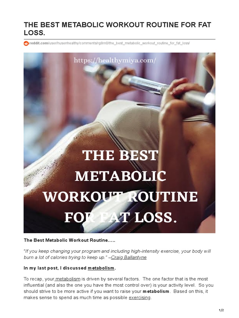 The Best Metabolic Workout Routine For Fat Loss. | PDF | Self ...