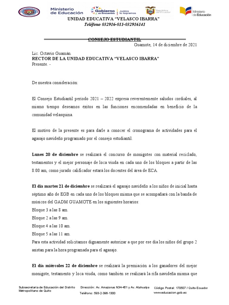 Oficio Sr. Rector | PDF