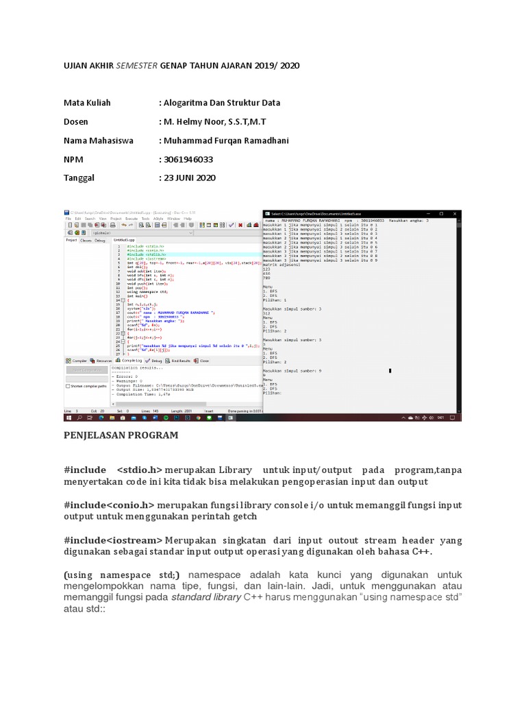 UAS Algoritma dan Struktur Data 2020 | PDF | Metode & Bahan Ajar | Komputer