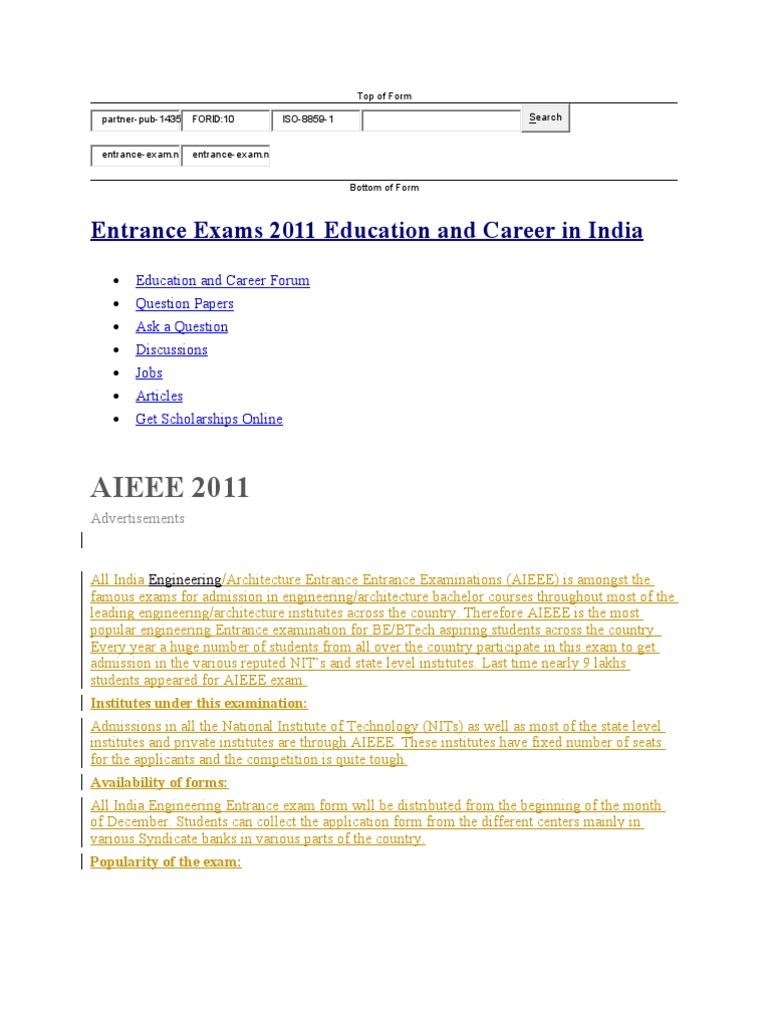 AIEEE 2011 Exam Guide | PDF | Organic Chemistry | Chemistry